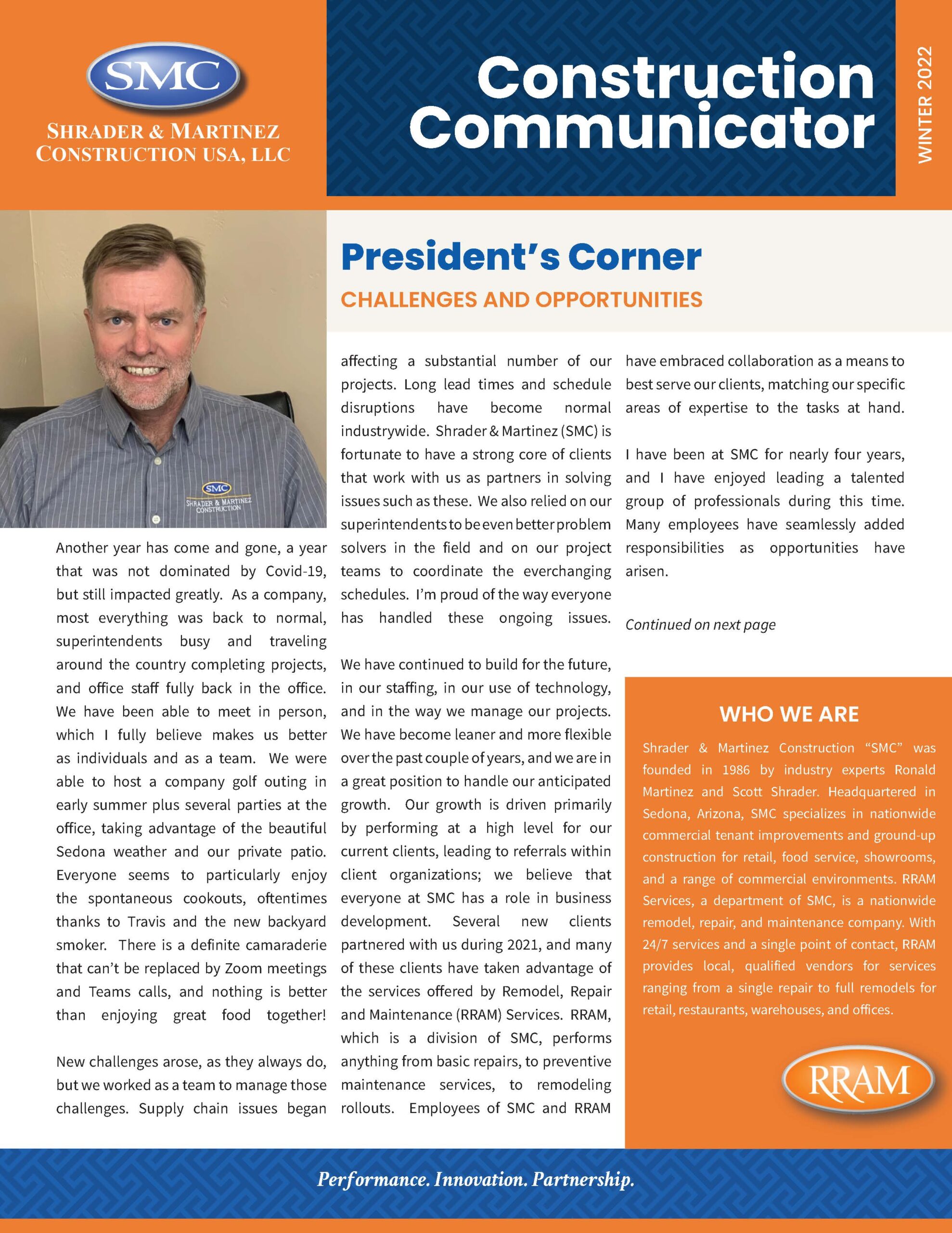 SMC Construction Communicator: Winter 2022 - SMC | Shrader & Martinez ... SMC Construction Communicator: Winter 2022 - SMC | Shrader & Martinez ...